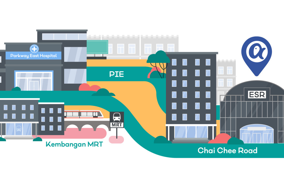 Getting Here_Map Illustration_Chai Chee | Happy Fish Malaysia